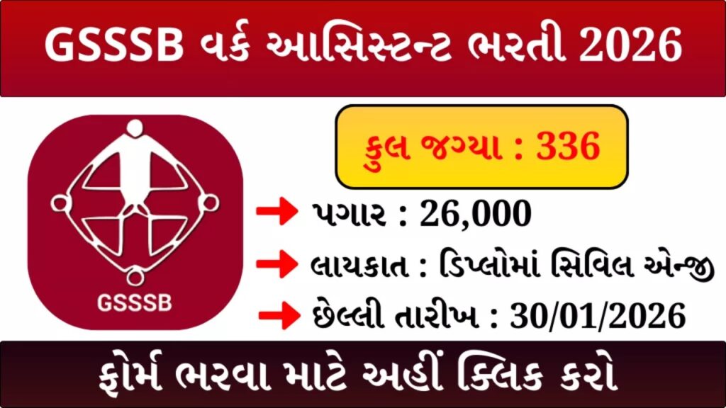 GSSSB Work Assistant Recruitment 2026 - sandeshedu.com
